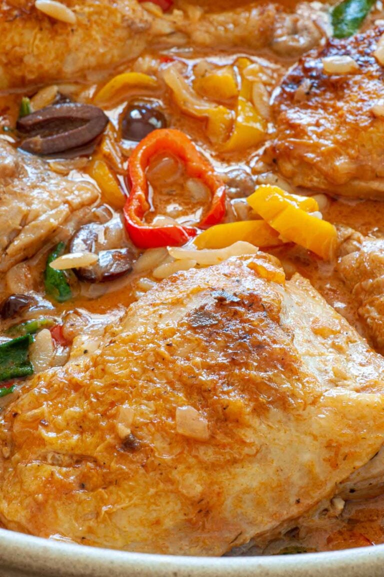 Chicken with Orzo and Kalamata Olives