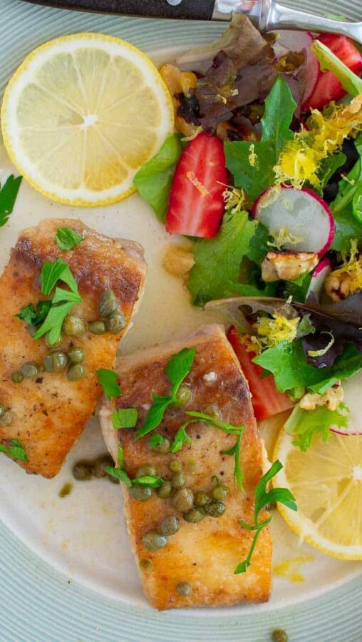 Fish Piccata Made with Mahi Mahi